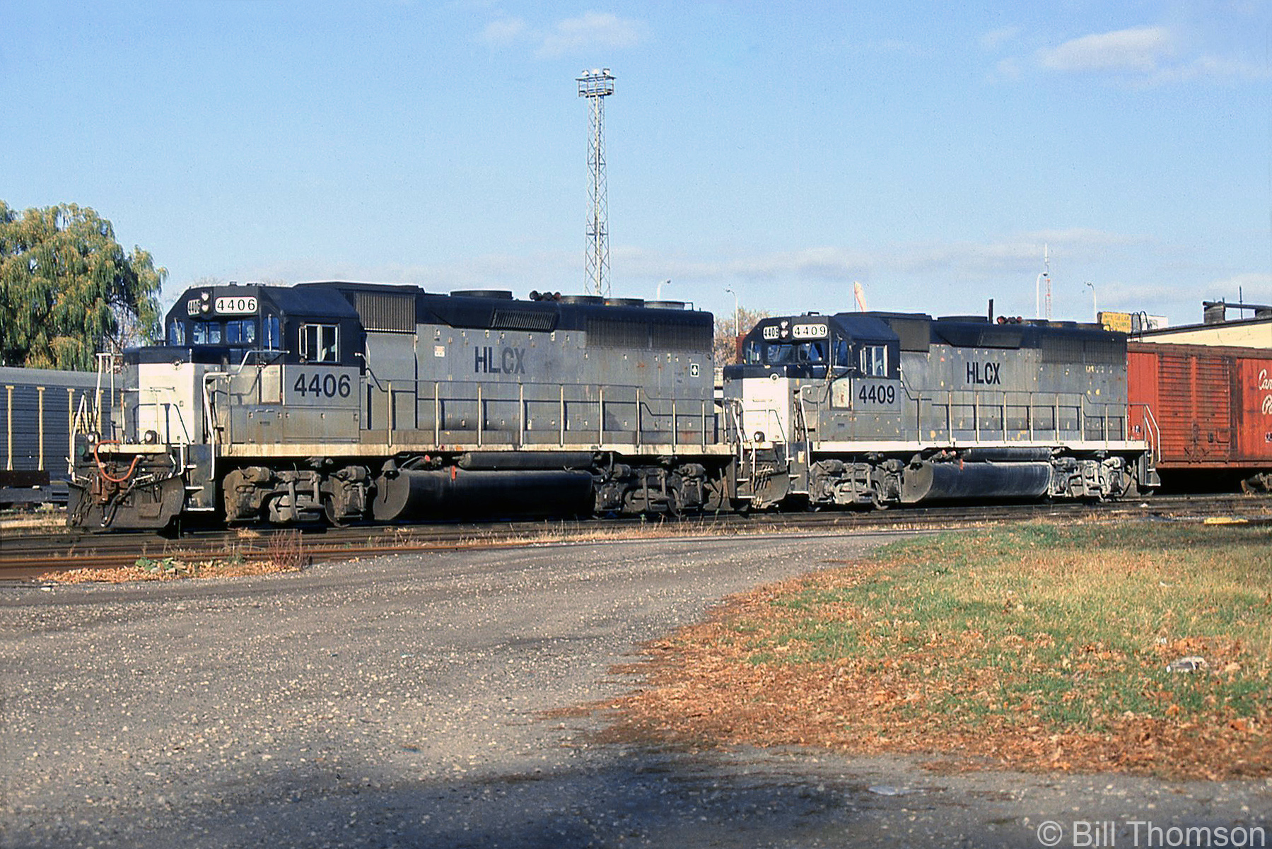 Railpictures.ca - Bill Thomson Photo: HLCX (Helm Leasing) GP40′s 4406 and 4409 sit at CP’s yard ...