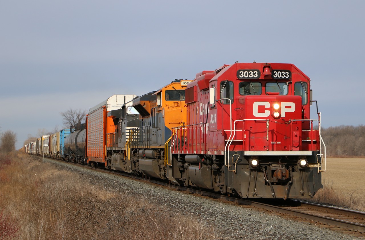 Railpictures.ca - Josh Roth Photo: CP 3033 lead’s a colorful CP 244 in Puce, Ontario ...