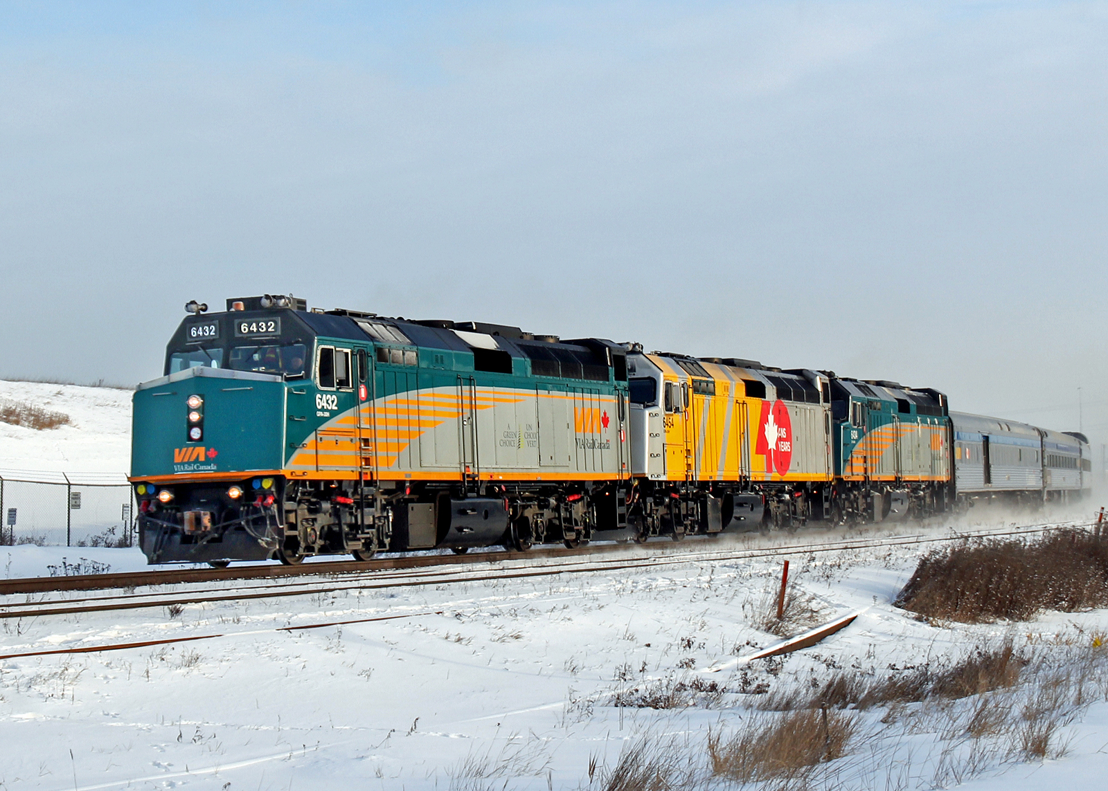 Railpictures.ca - colin arnot Photo: Via #1 cruises through Clover Bar at 10:a.m. Nice consist ...