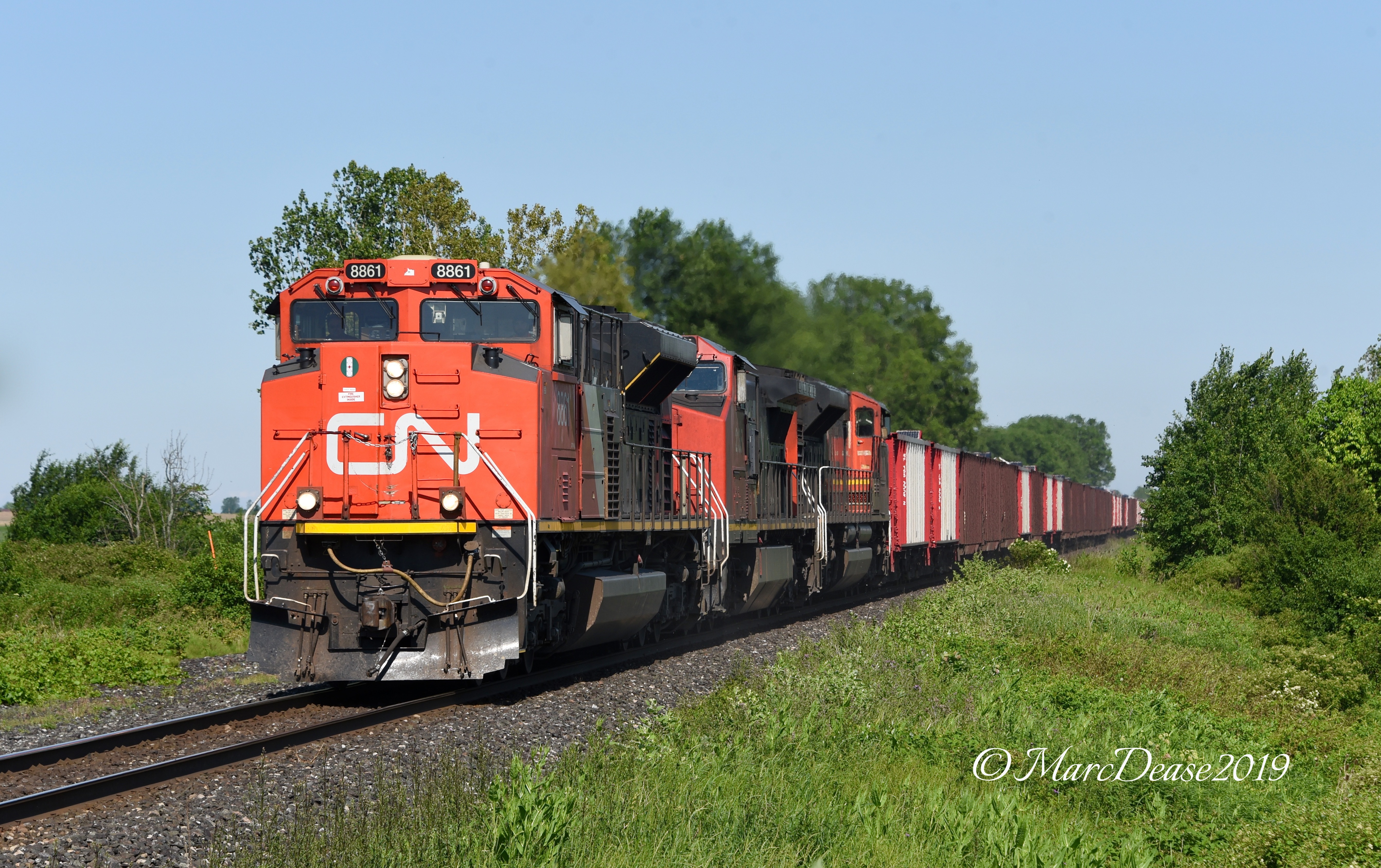 Railpictures.ca - Marc Dease Photo: Seeing a Herzog train in these is a rare sighting for sure ...