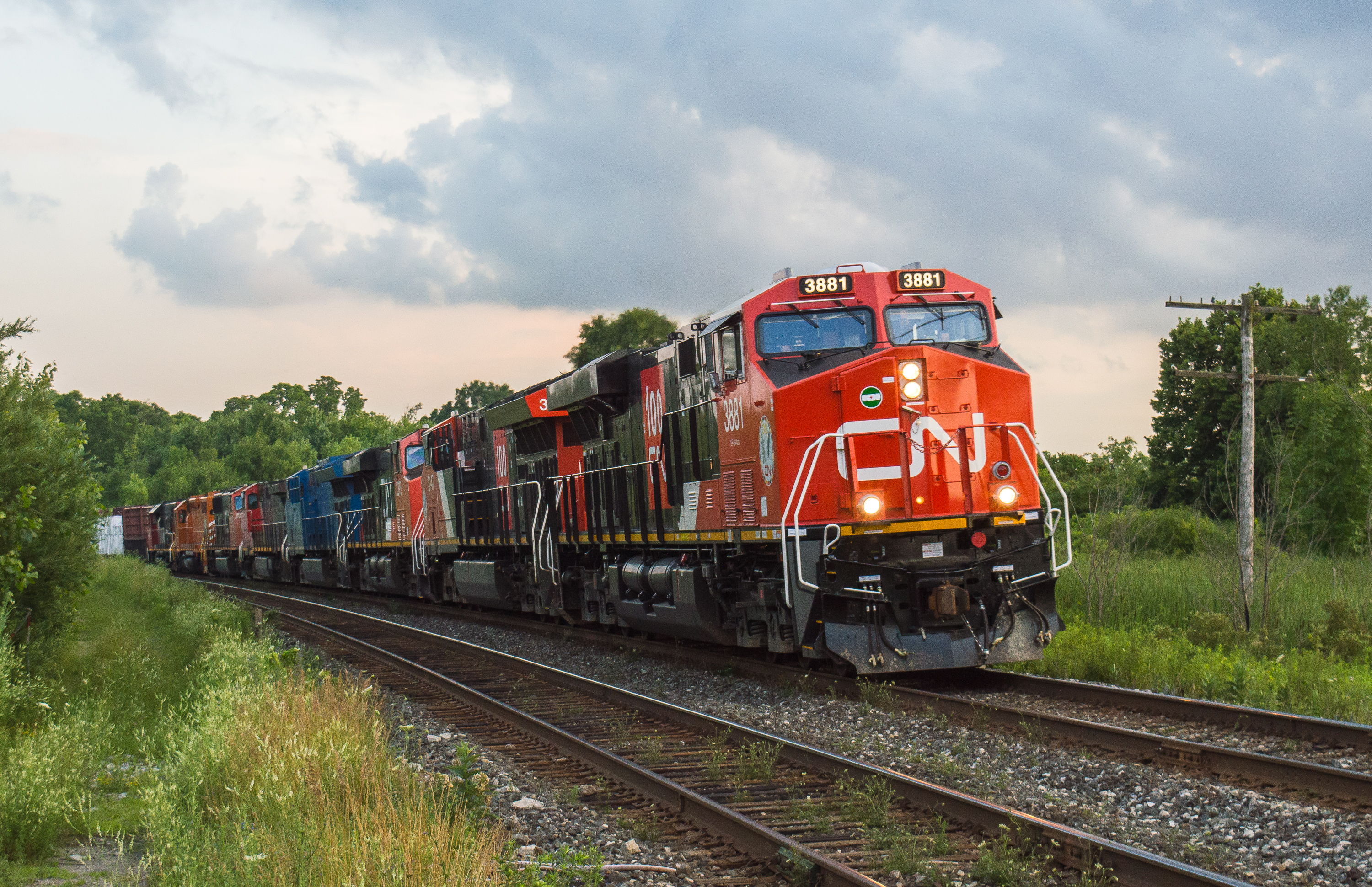 Railpictures.ca - Joseph Bishop Photo: CN 434 blasts by Powerline Road with a sweet consist of ...