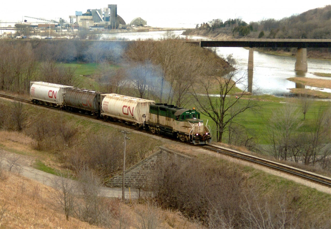 Railpictures.ca - Jason Noe Photo: Goderich-Exeter Railway (GEXR) GP9 177, departs the large ...