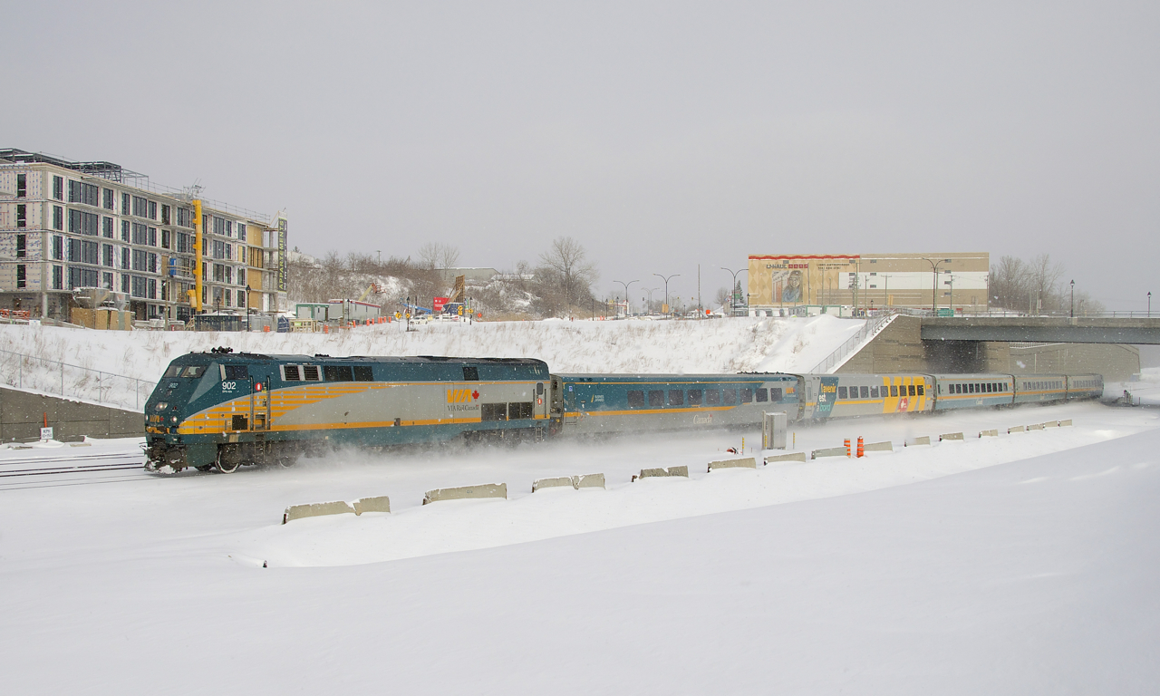 Railpictures.ca - Michael Berry Photo: VIA 65 kicks up the freshly fallen snow as it heads ...