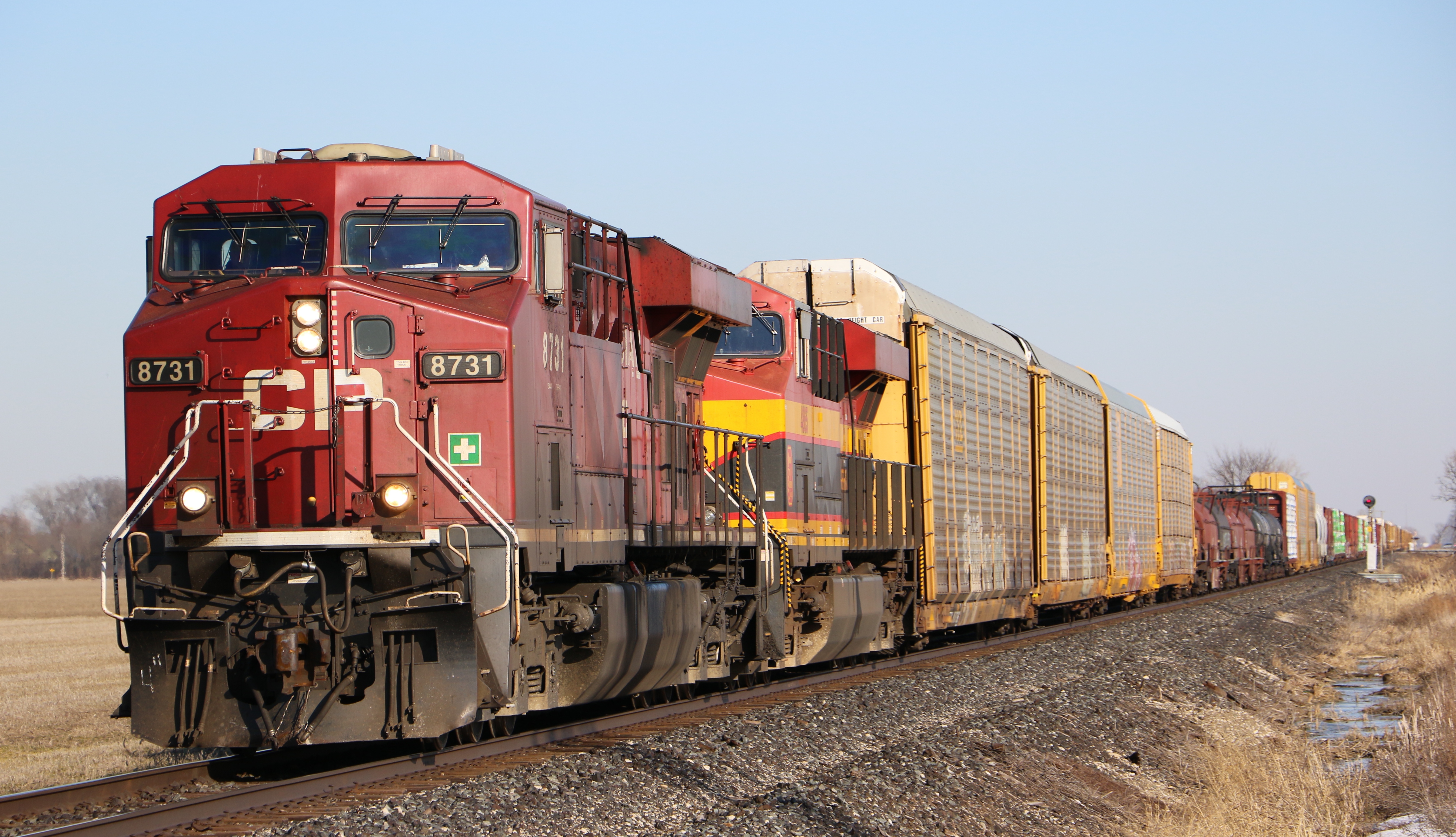 Railpictures.ca - Josh Roth Photo: CP 141 is westbound in Puce with a nice KCS Belle trailing ...