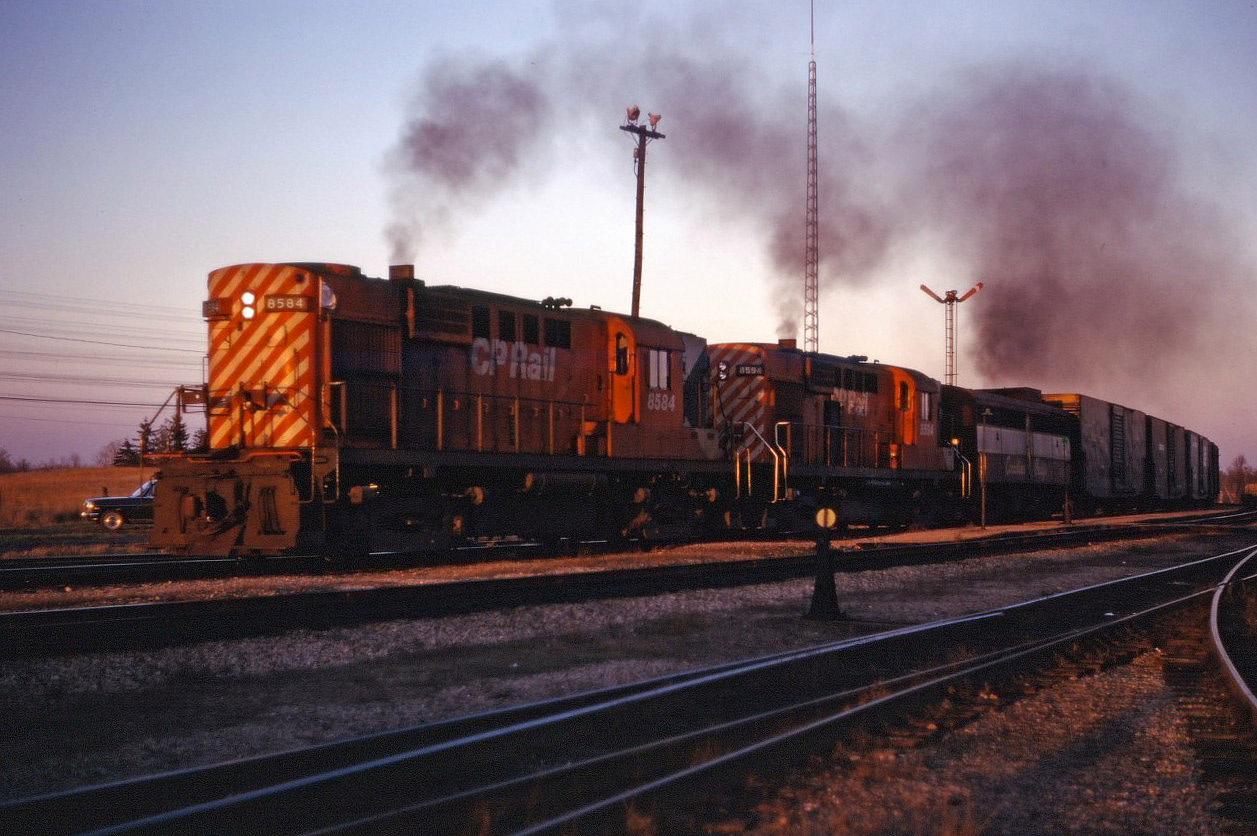 Railpictures.ca - Doug Page Photo: CP Rail RS-10s 8584, 8594, and an FB-1 still in the “old ...