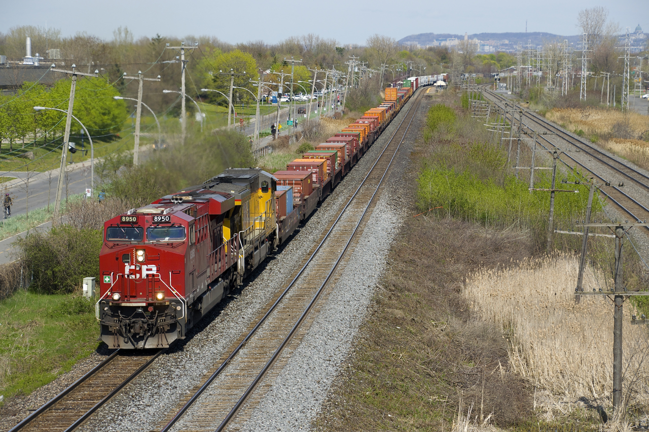 Railpictures.ca - Michael Berry Photo: CP 143 with CP 8950 and UP 7042 is westbound on the north ...