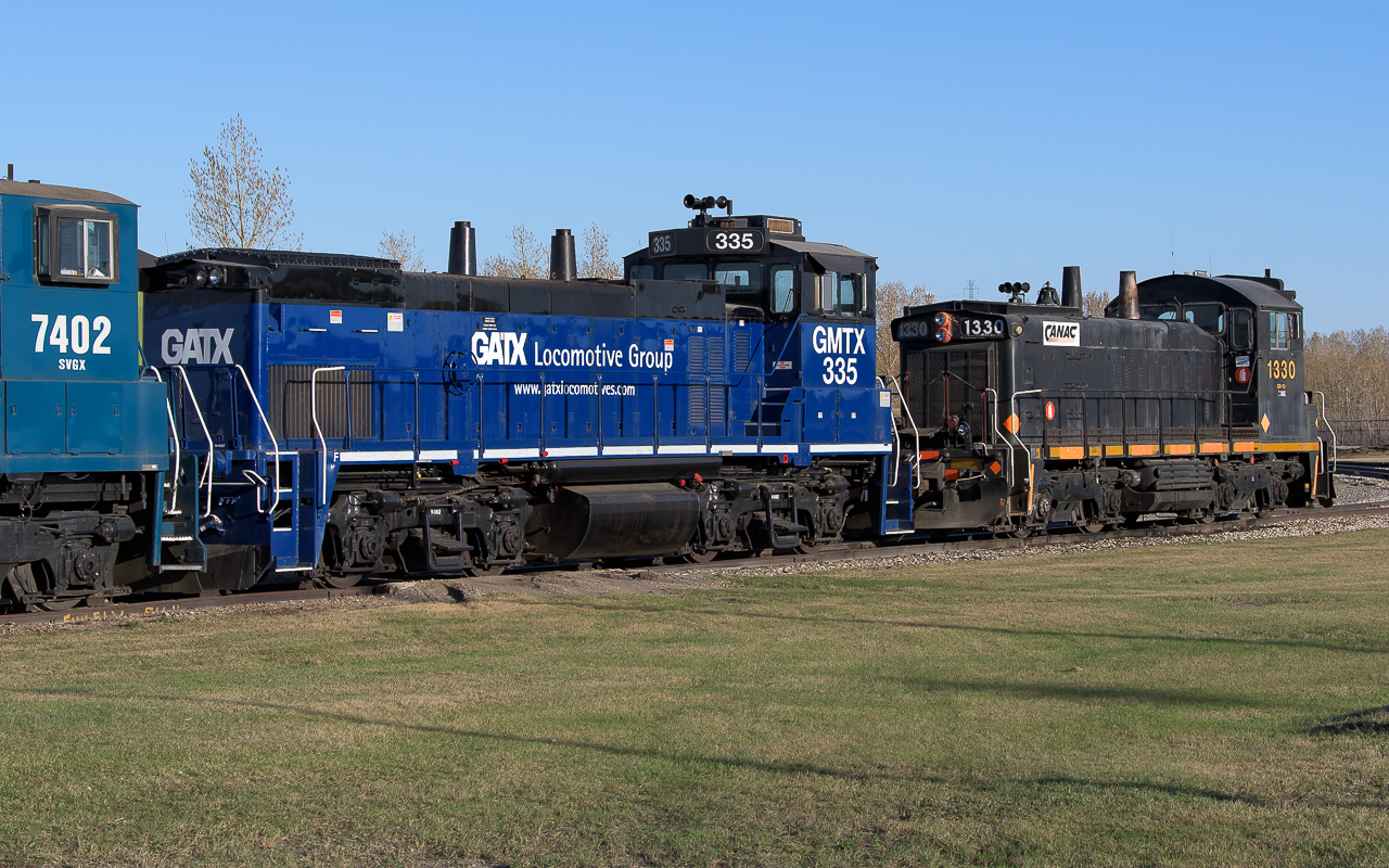 Railpictures.ca - L. Priest Photo: GMTX 335 and CANAC 1330 are 2 of 3 units sitting out front of ...