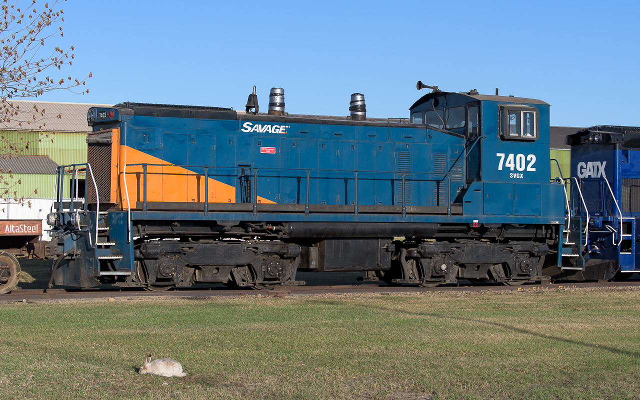 Railpictures.ca - L. Priest Photo: Savage SVGX 7402 is 1 of 3 units sitting it out during this ...