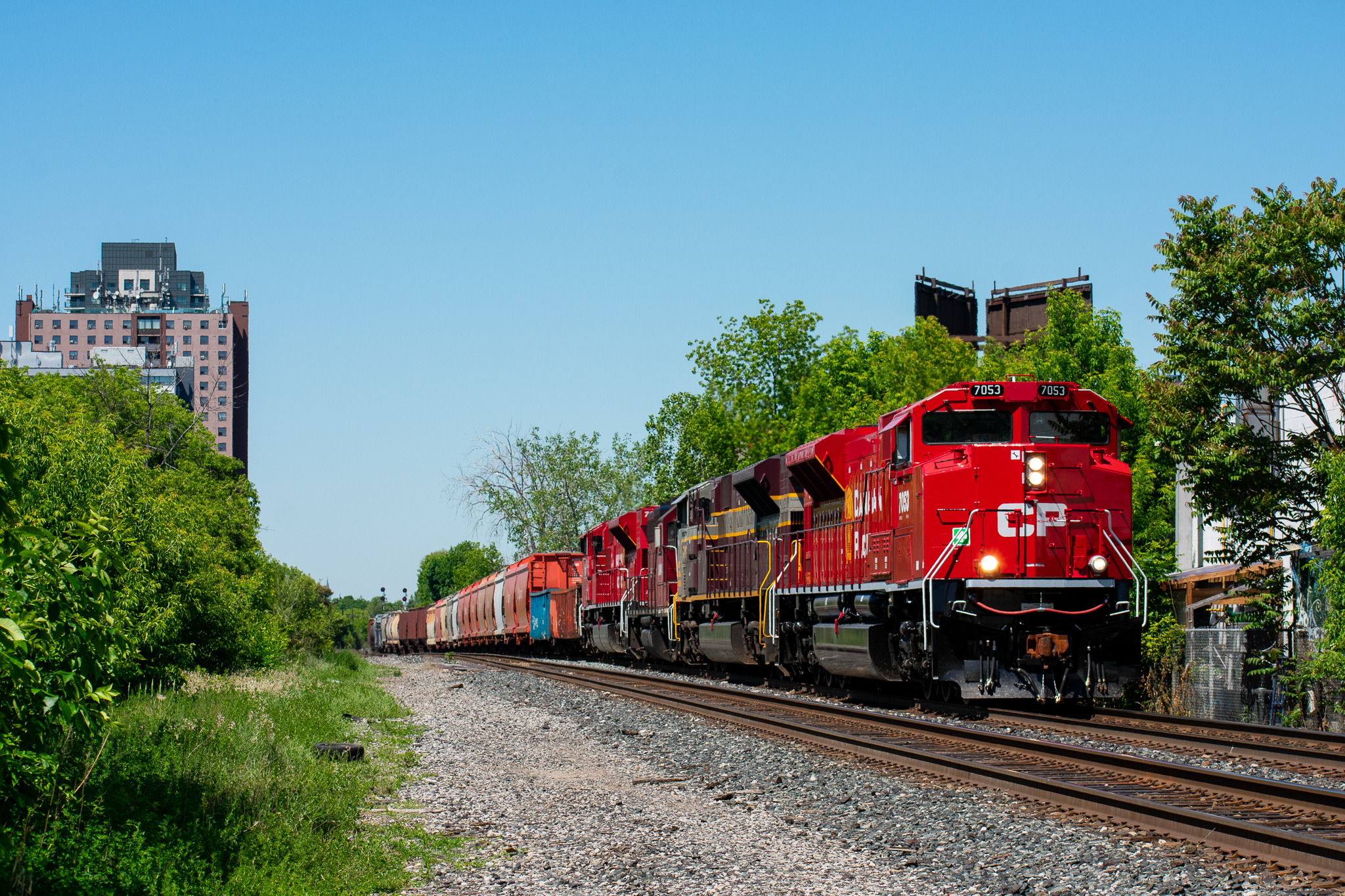 Railpictures.ca - Liam MacDougall Photo: With not a single GE in sight, CP 420 heads east though ...