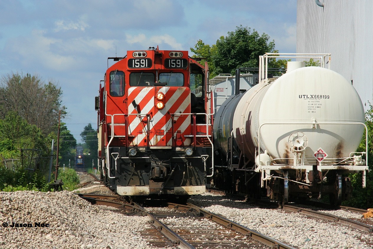Railpictures.ca - Jason Noe Photo: Ontario Southland Railway (OSR) Job #1 with GP9u’s 1591 and ...