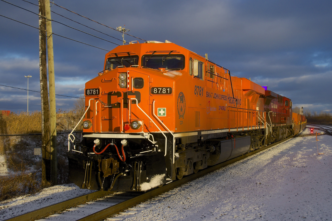 Railpictures.ca - Michael Berry Photo: Specially painted CP 8781 leads CP 143 as it does moves ...