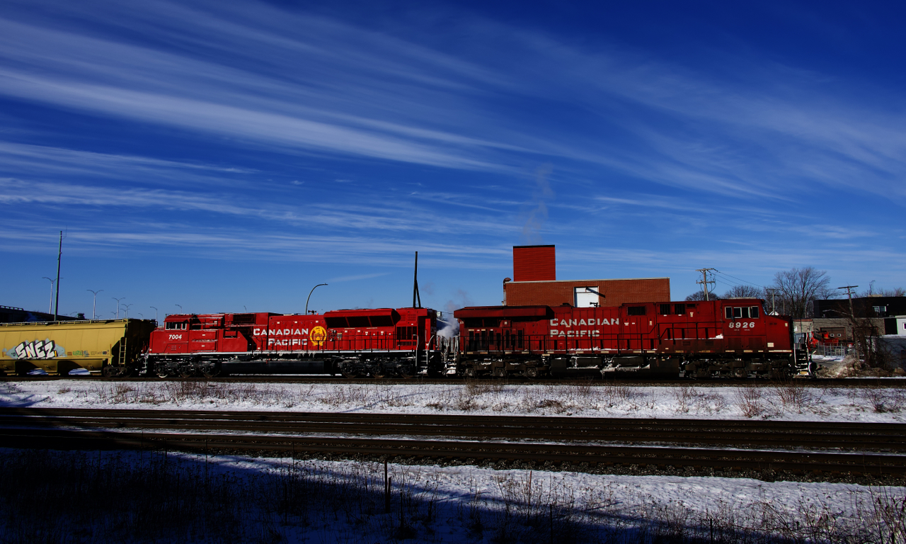 Railpictures.ca - Michael Berry Photo: Grain train CP 330 is passing through Dorval with CP 8926 ...