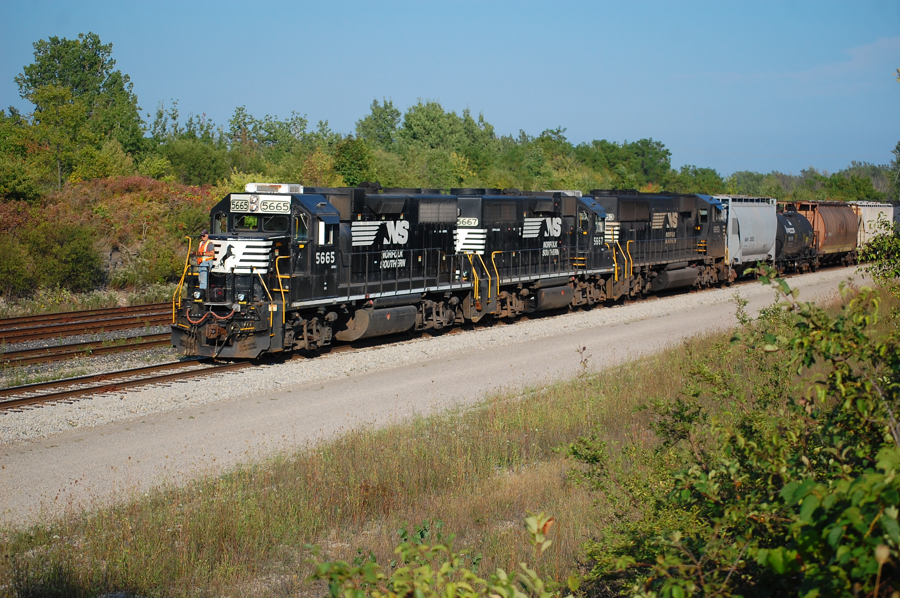 Railpictures.ca - Dean Brown Photo: A Sunny warm day out at Duff as NS 369 with NS GP38-2 5665 ...