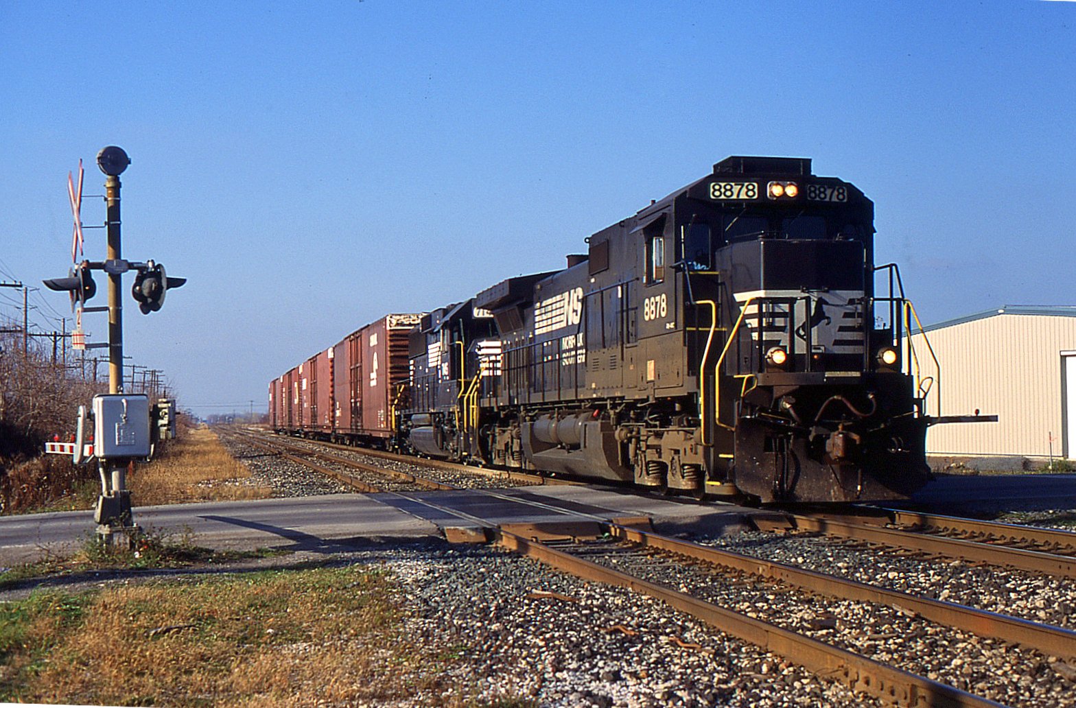 Railpictures.ca - Dean Brown Photo: NS C40-9W 8878 leads NS 328 with four cars through St ...