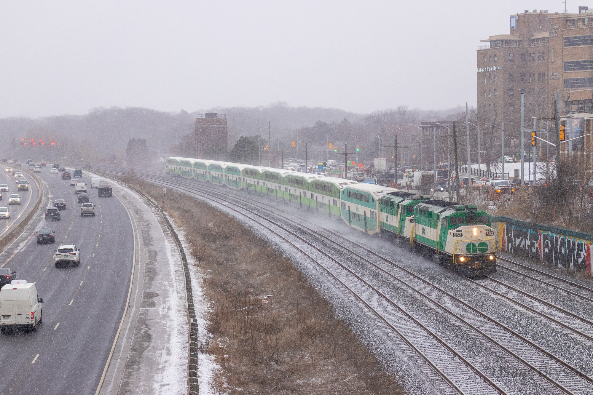 Railpictures.ca - Isaac Bryson Photo: Sister F59phs GO 563 and GO 562 handle the late February ...