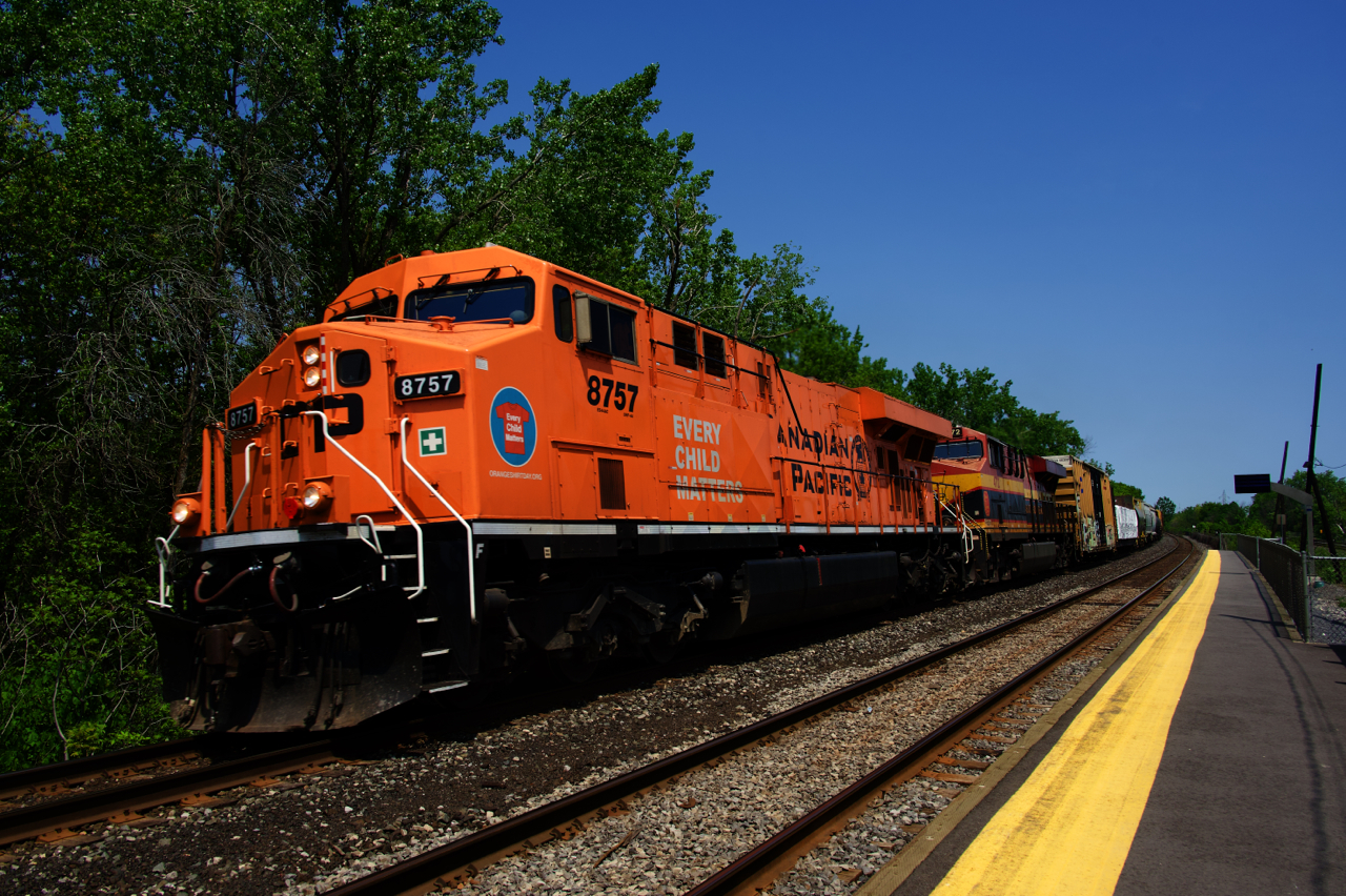 Railpictures.ca - Michael Berry Photo: CPKC 231 is blasting past Île-Perrot Station with CP 8757 ...