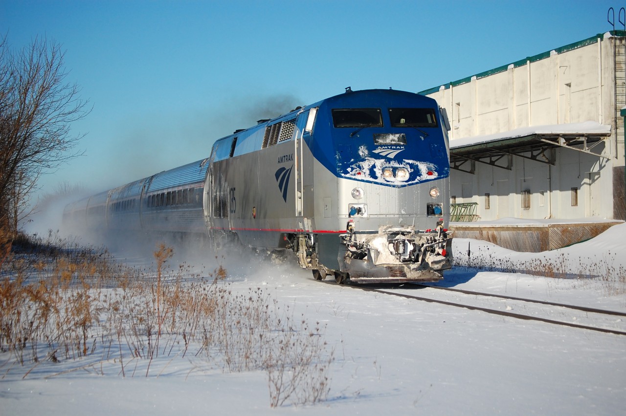 Railpictures.ca - Dean Brown Photo: VIA 97 with AMTK P42DC 135 highballs through fresh snow at ...