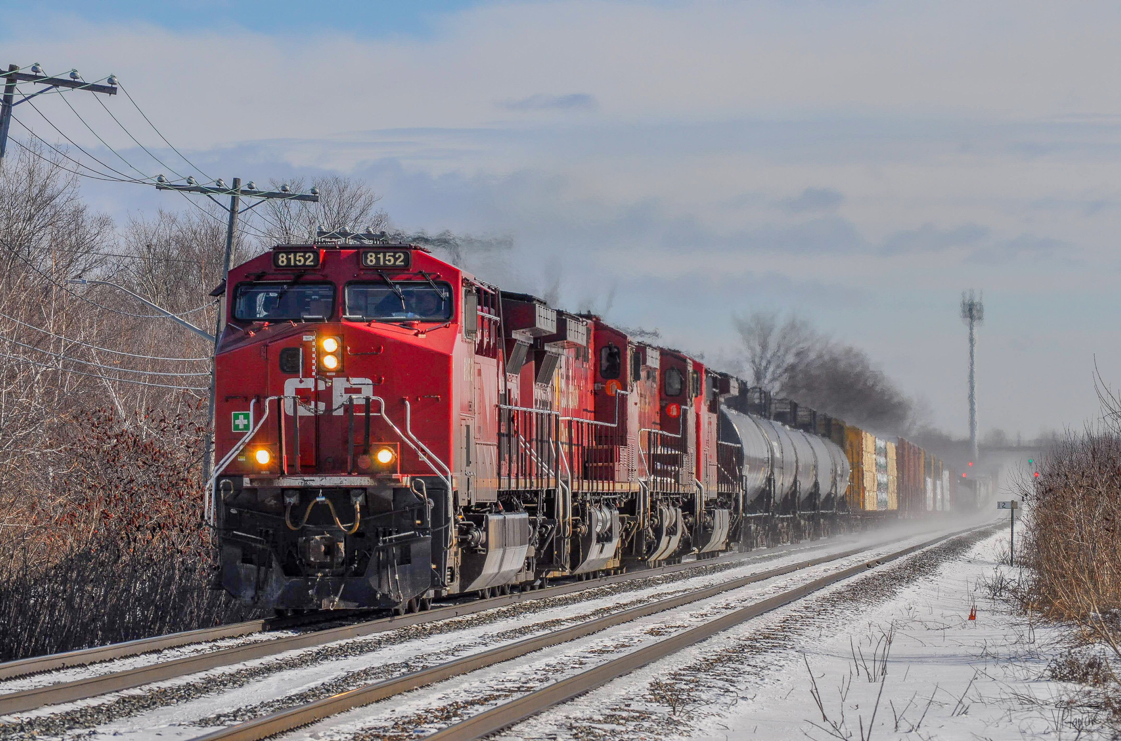 Railpictures.ca - Victor Planché Photo: On February 17, CPKC 231 has just crossed the hollow ...