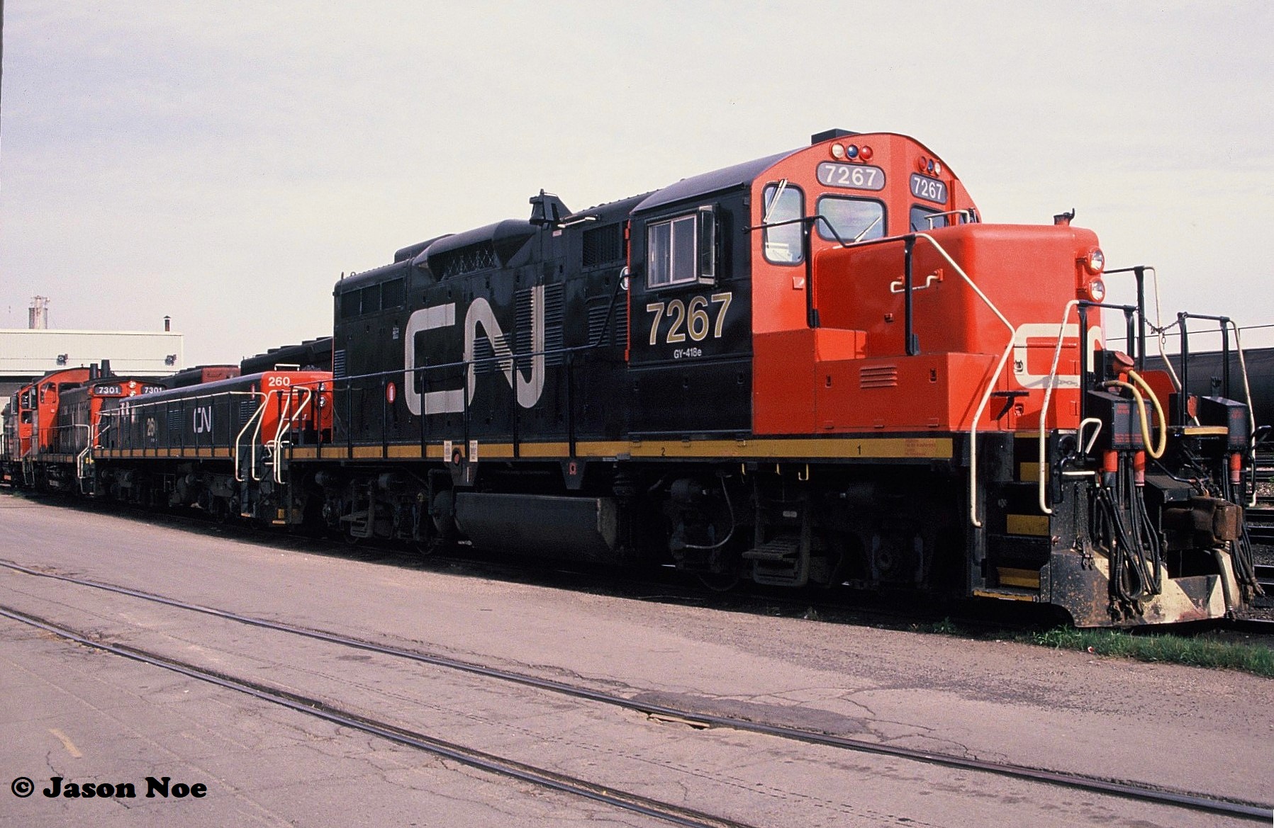 Railpictures.ca - Jason Noe Photo: During a spring morning, CN GP9RM 7267 with GP9 Slug 260 are ...