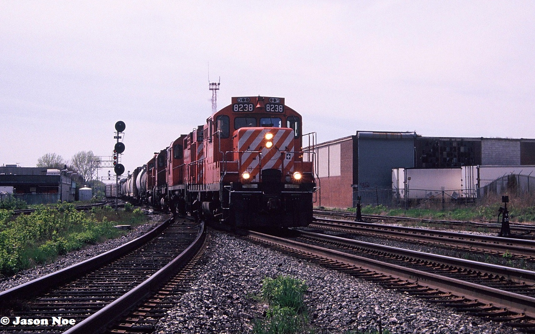 Railpictures.ca - Jason Noe Photo: CP GP9u 8238 with three other units is pictured leading an ...
