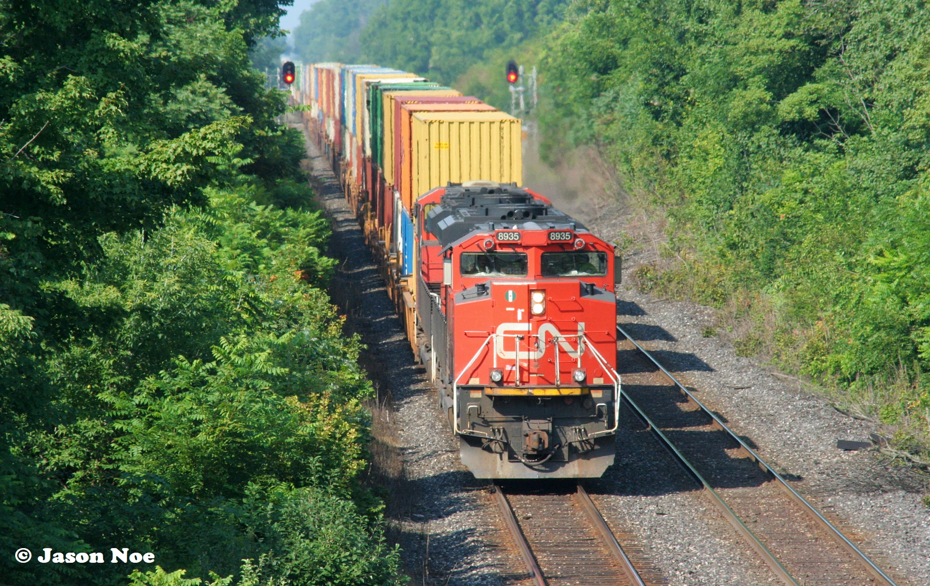 Railpictures.ca - Jason Noe Photo: A CN eastbound container train with 8935 and 8010 has just ...