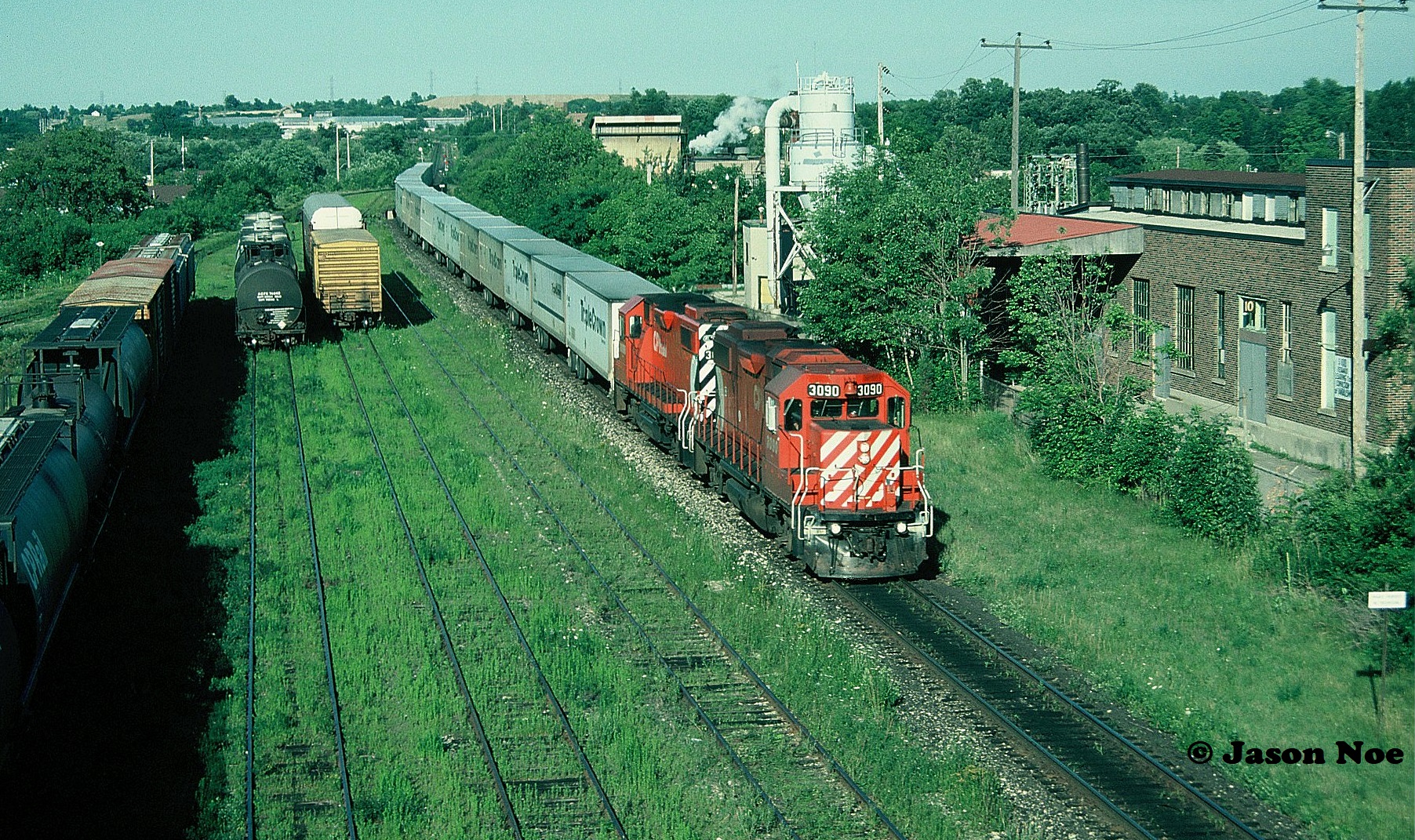 Railpictures.ca - Jason Noe Photo: During a summer evening, the westbound CP Road Railer train ...