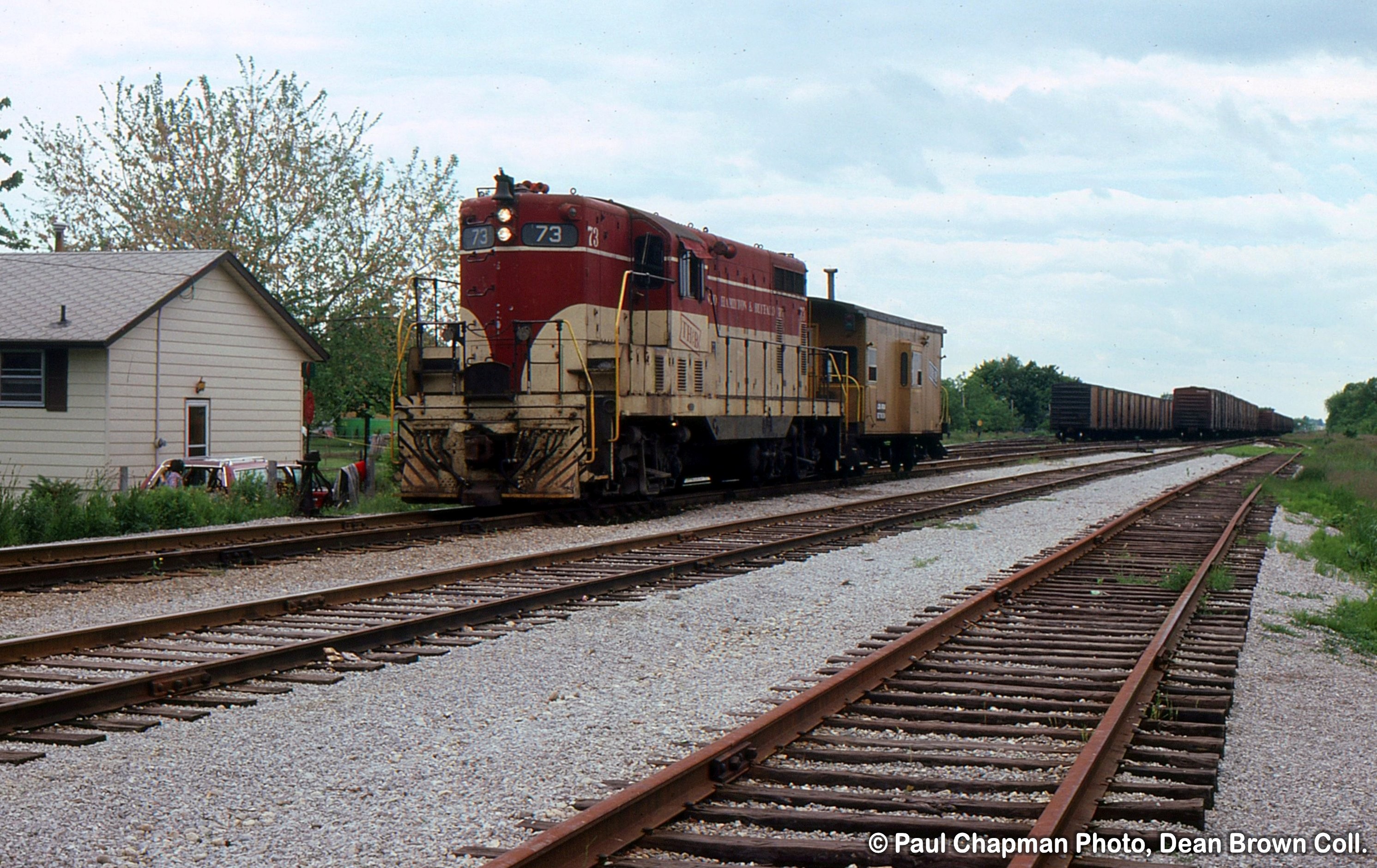 Railpictures.ca - Paul Chapman Photo, Dean Brown Coll. Photo: TH&B GP7 73 at Macey Yard in Port ...