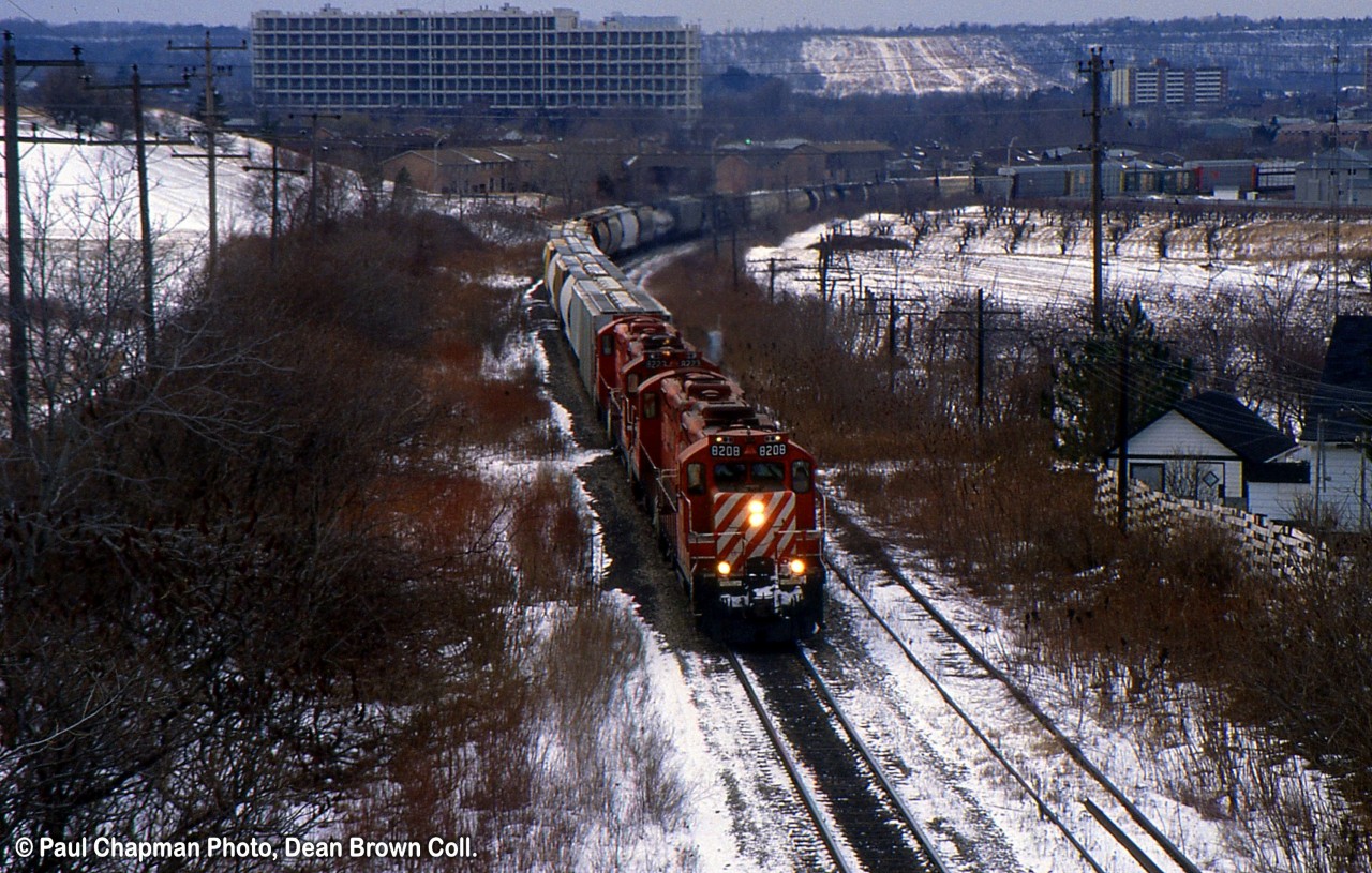 Railpictures.ca - Paul Chapman Photo, Dean Brown Coll. Photo: CP 519 with GP9u 8208 South on at ...