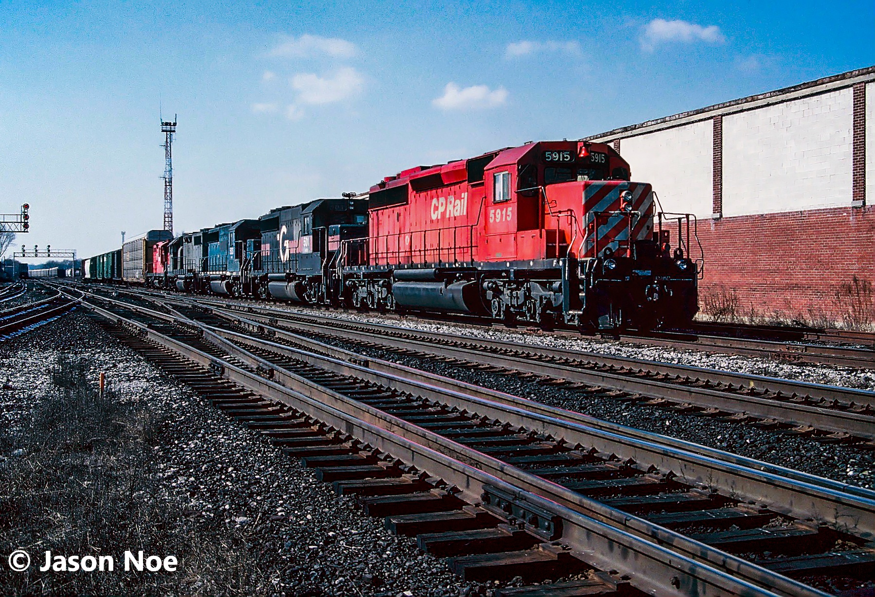 Railpictures.ca - Jason Noe Photo: An eastbound CP train is viewed approaching the West Toronto ...