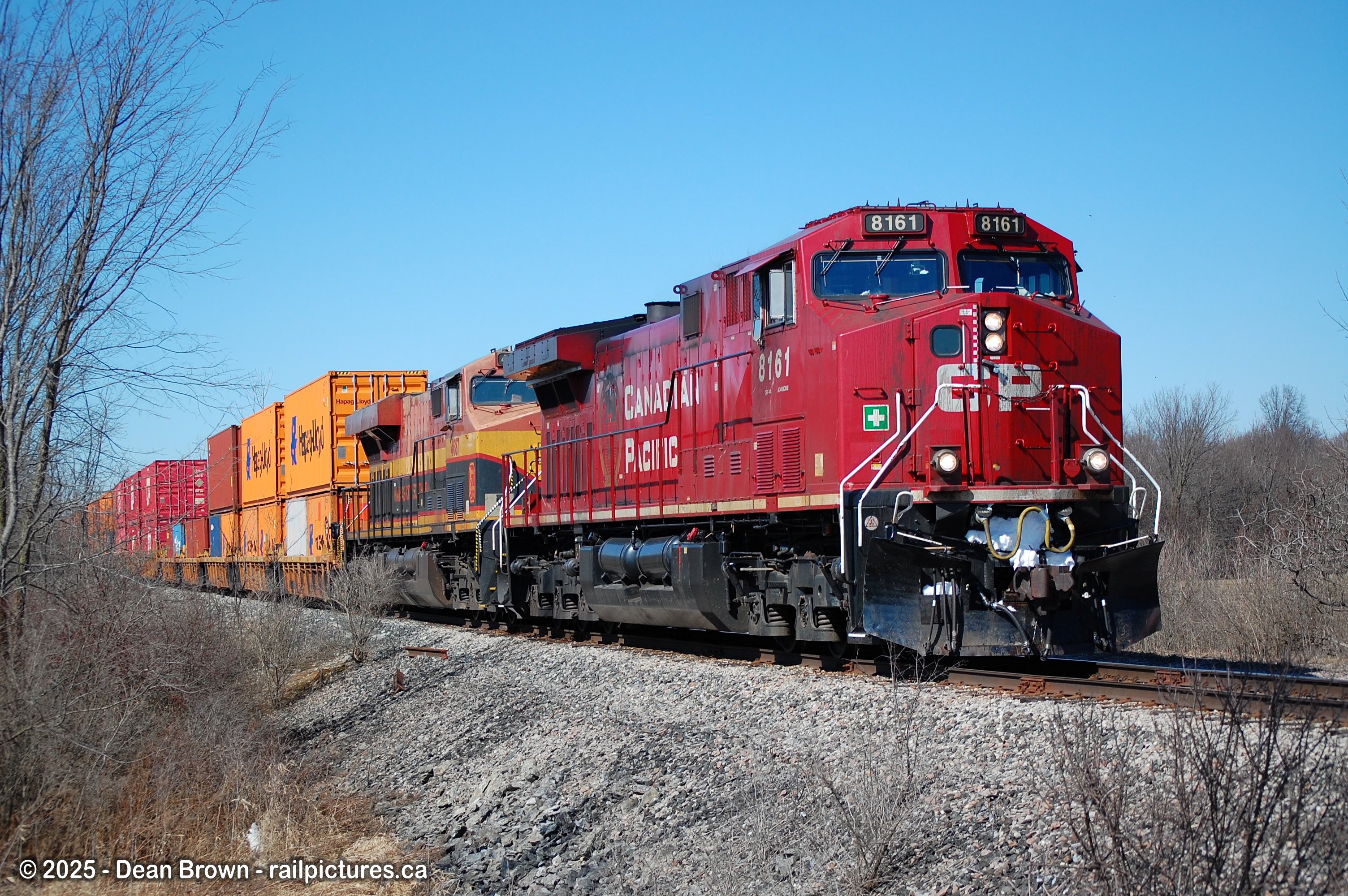 Railpictures.ca - Dean Brown Photo: CPKC 133 with CP 8161 South will arrive at Brookfield East ...