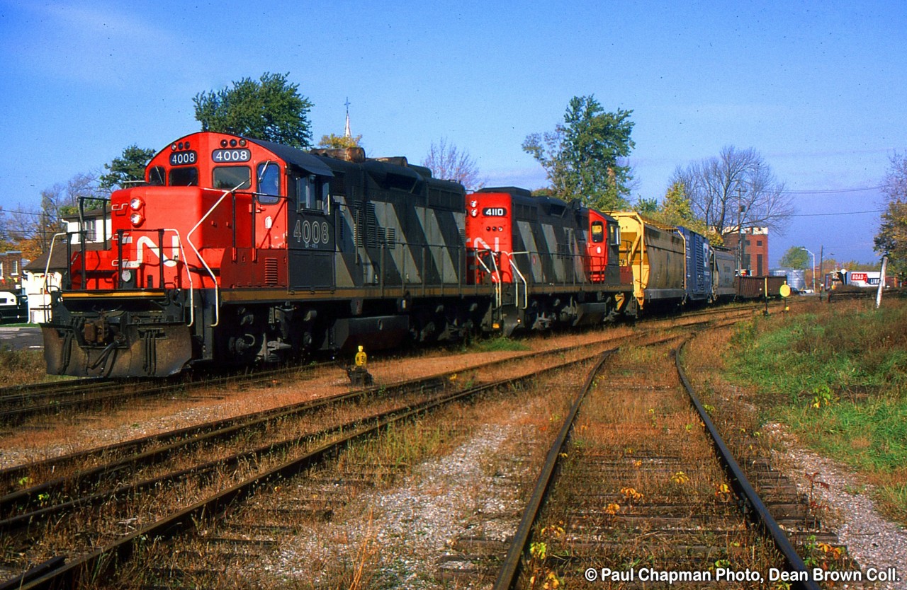 Railpictures.ca - Paul Chapman Photo, Dean Brown Coll. Photo: CN GP9RM 4008 and CN GP9RM 4110 ...