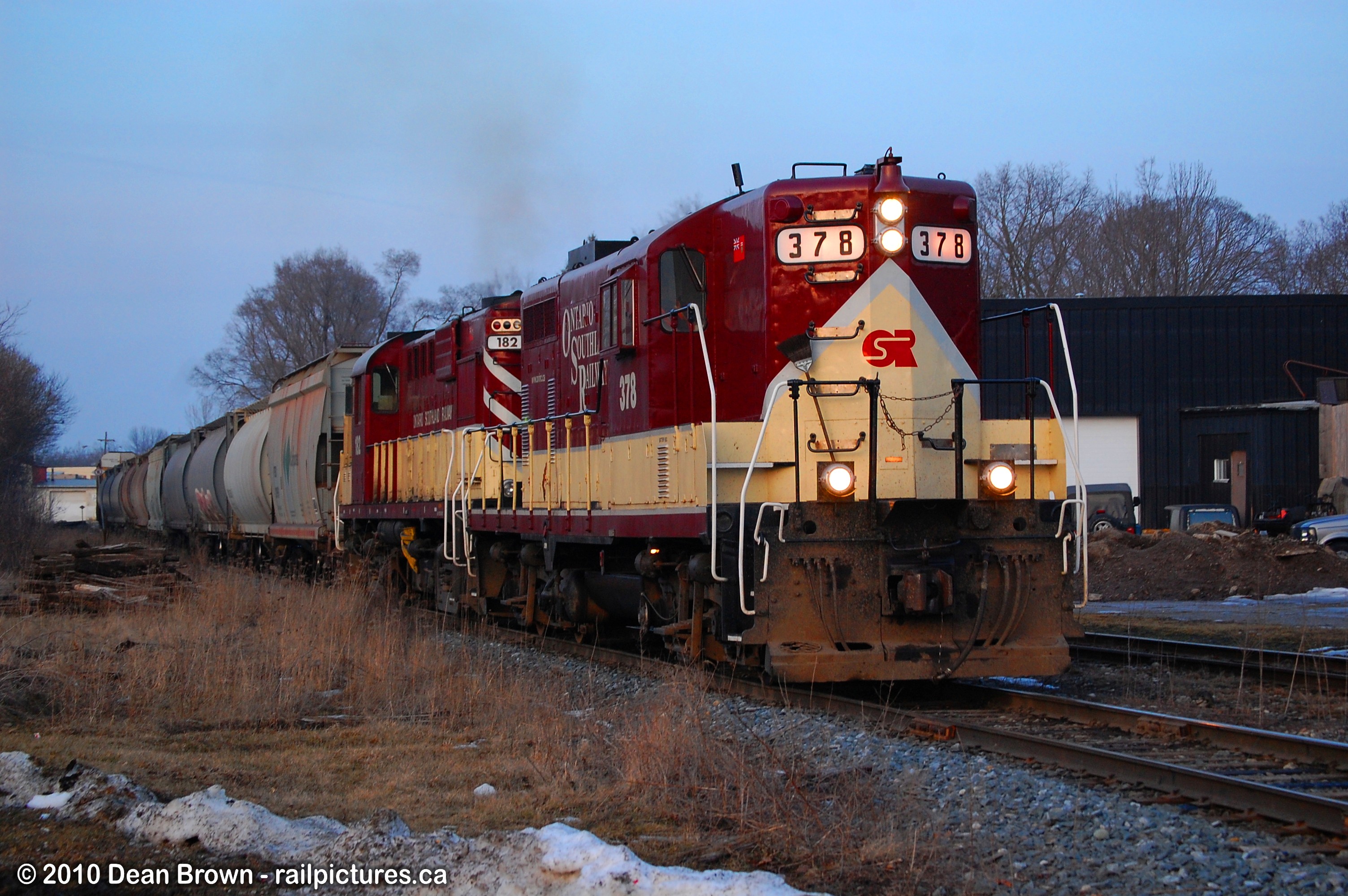 Railpictures.ca - Dean Brown Photo: OSRX GP7 378 and OSRX RS18u 182 in the evening ...