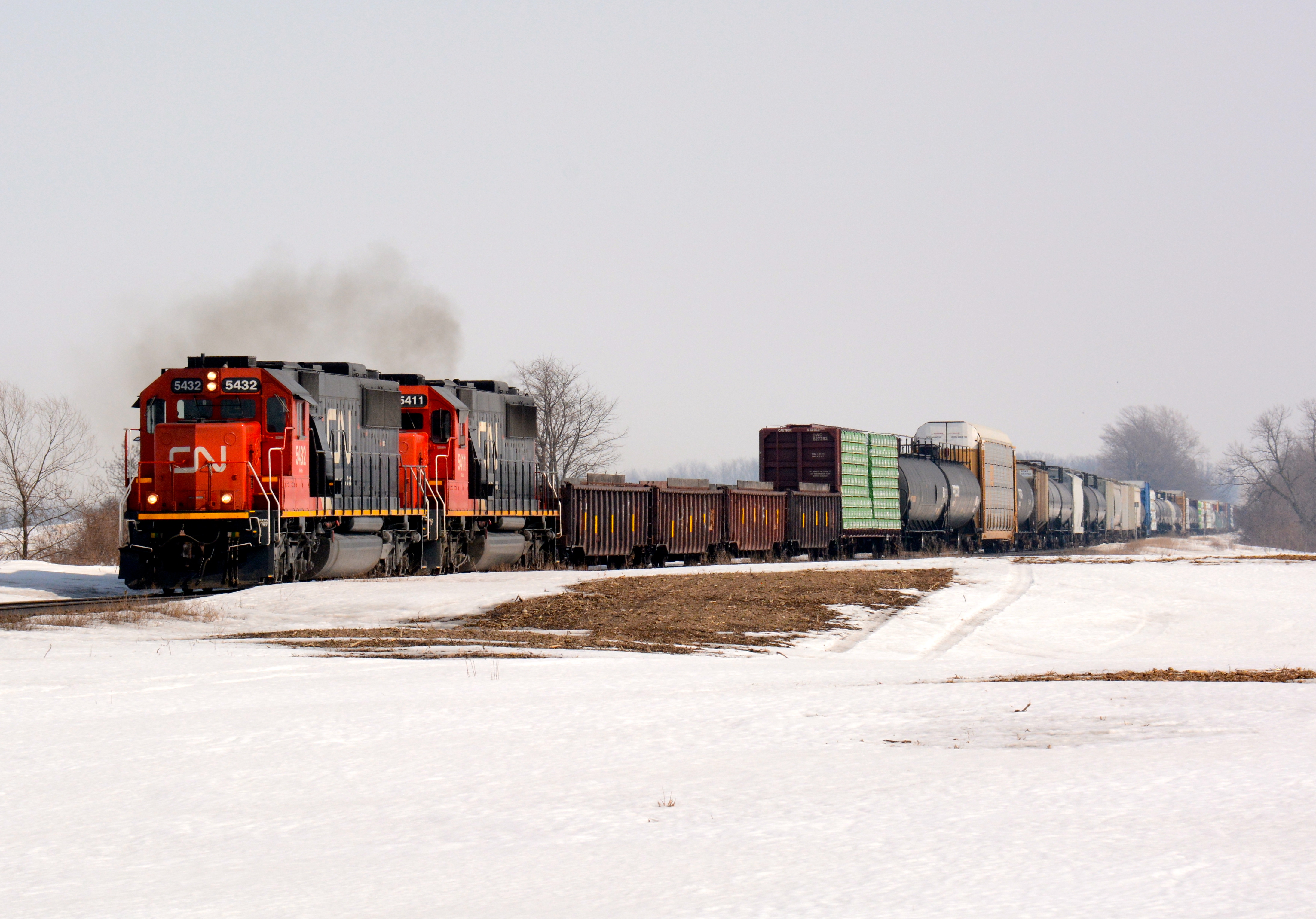 Railpictures.ca - Marc Dease Photo: CN5432 and CN5411 heading for ...