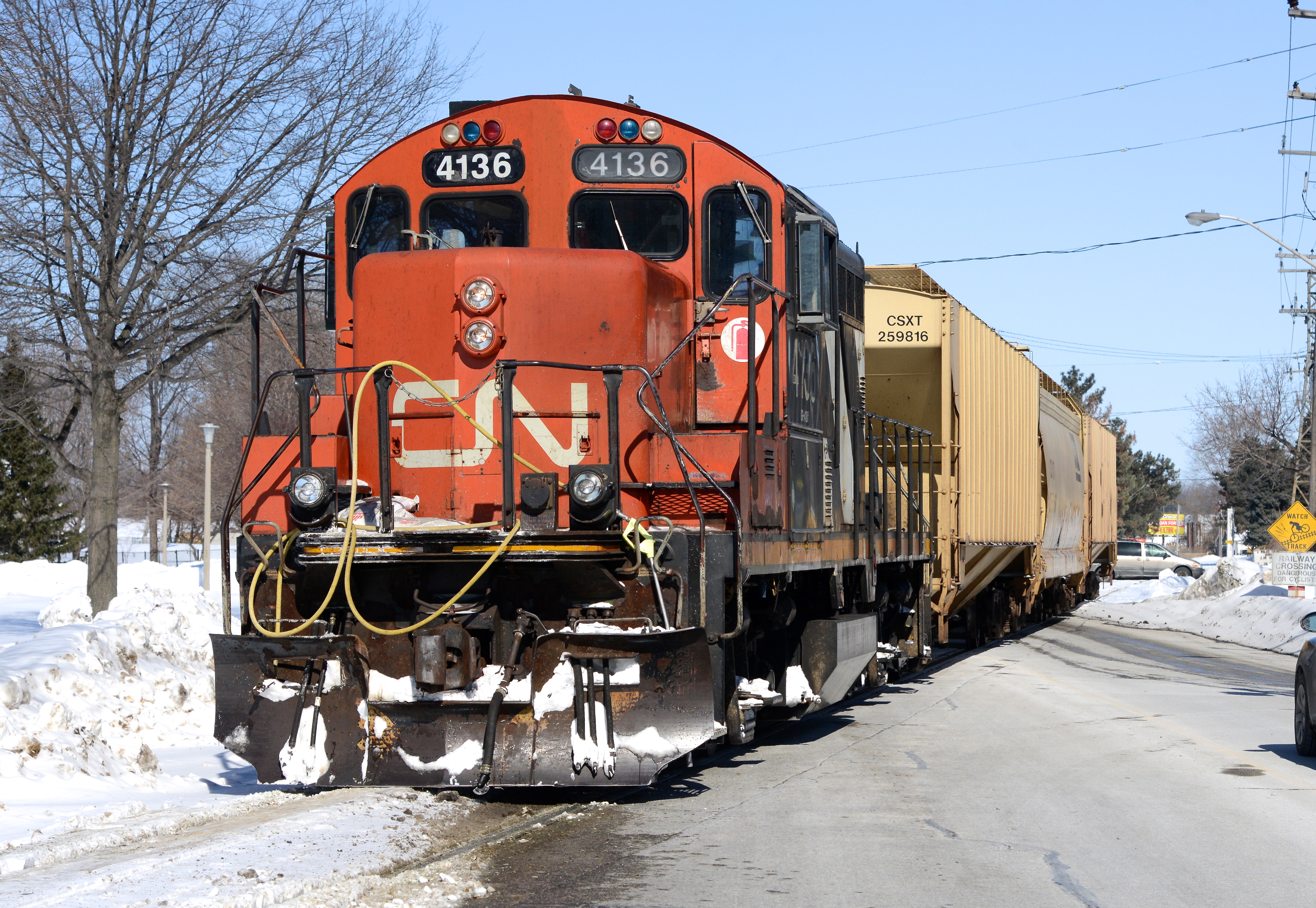 Railpictures.ca - Marc Dease Photo: CN 4136 crosses Front Street ...