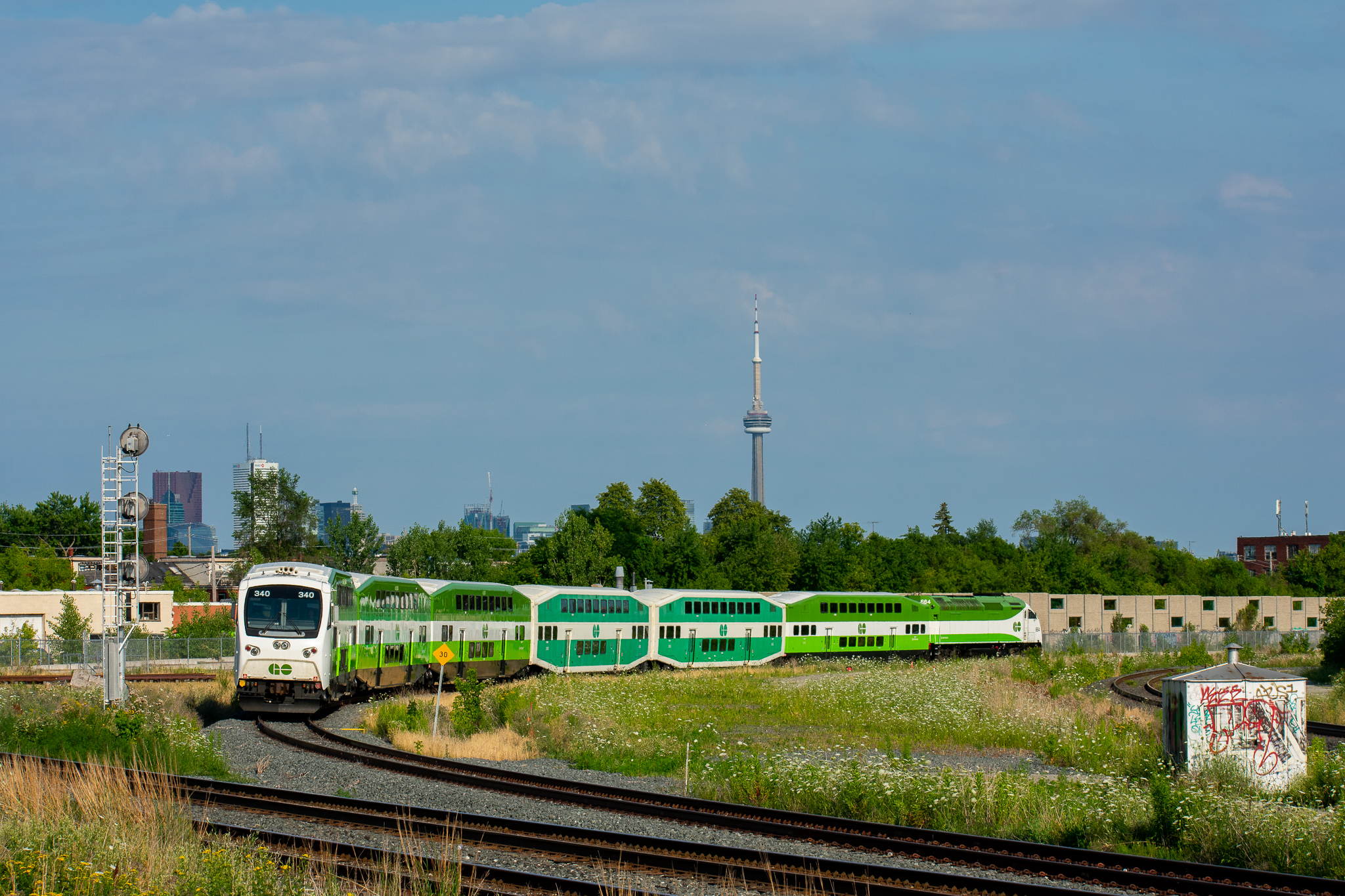 Railpictures.ca - Liam MacDougall Photo: GO CEM cab car 340 leads an ...