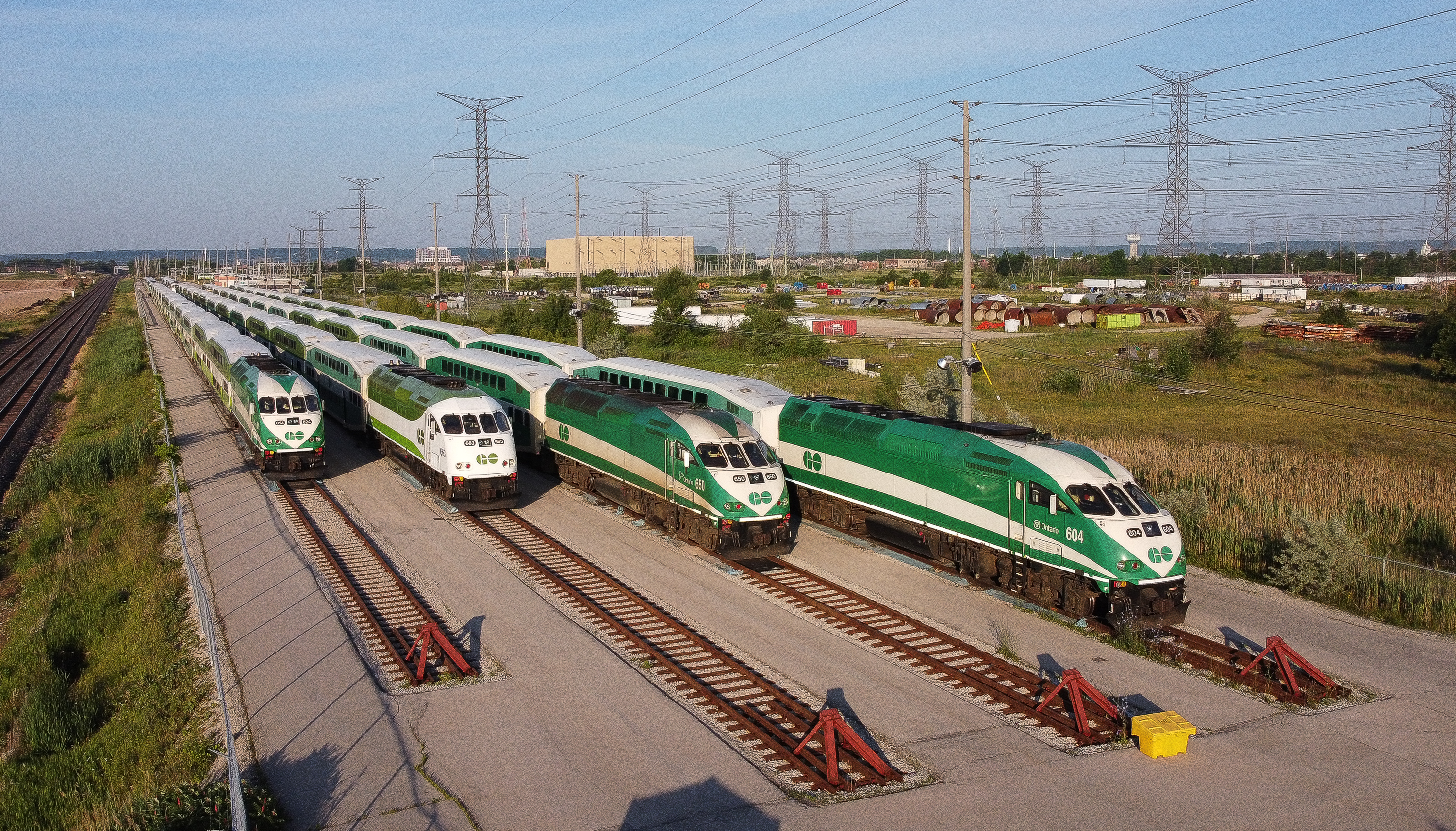 Railpictures.ca - Joseph Bishop Photo: GO Trains sit awaiting their ...