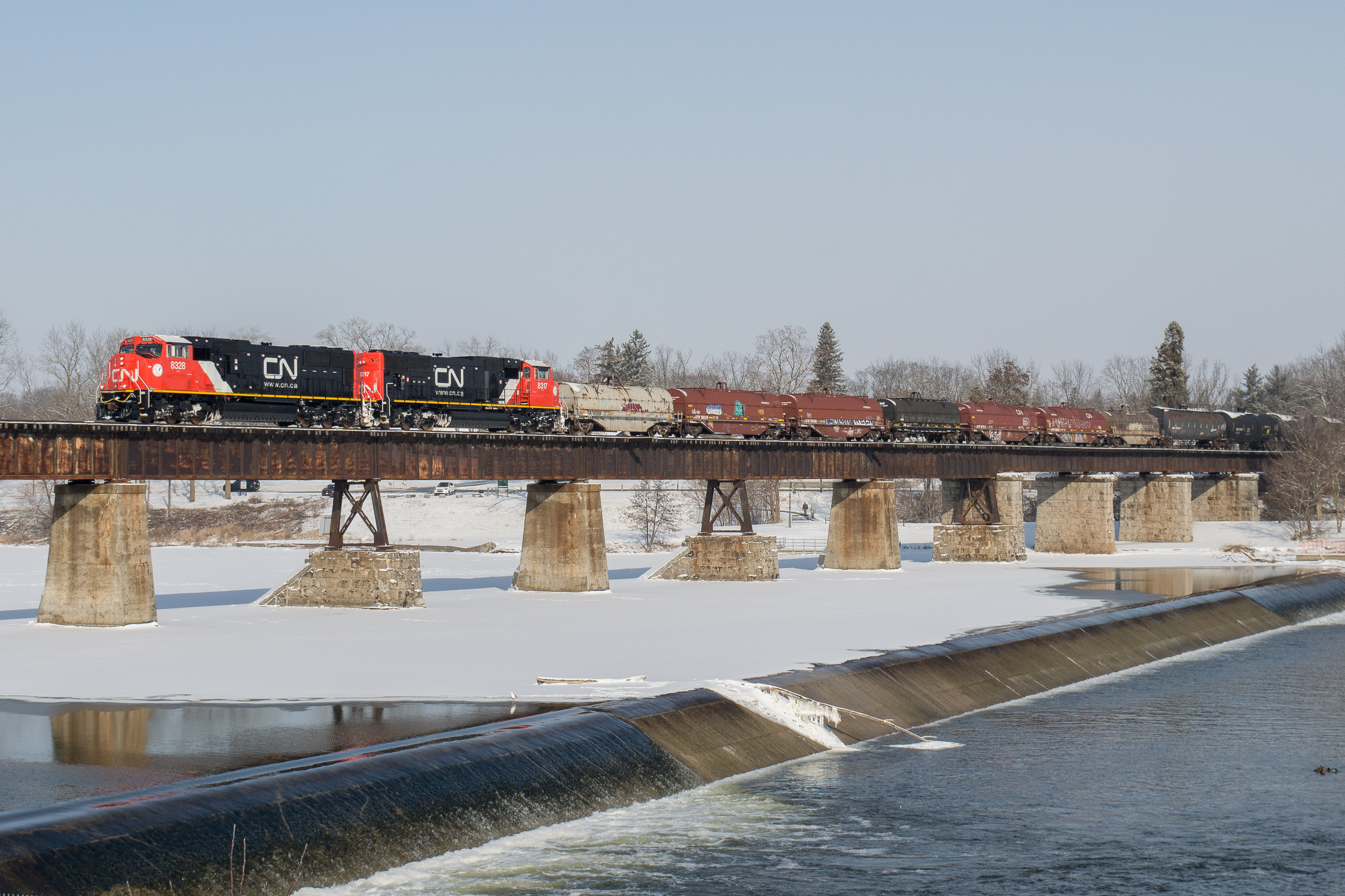 Railpictures.ca - Joseph Bishop Photo: CN 8328 and CN 8317 lead CN L502 ...